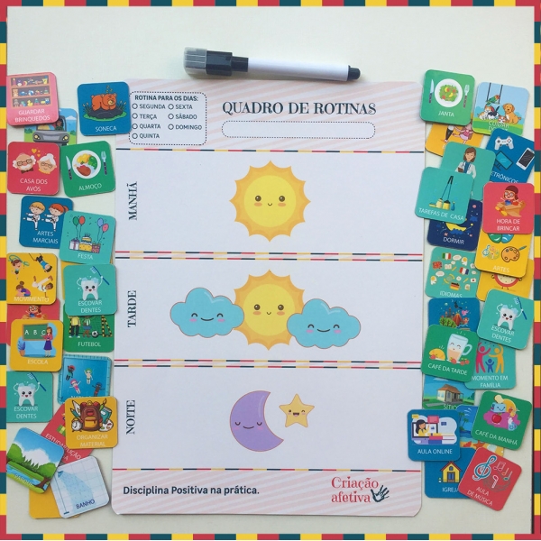 Quadro de Rotinas Completo - 48 cards de tarefas - Criação Afetiva